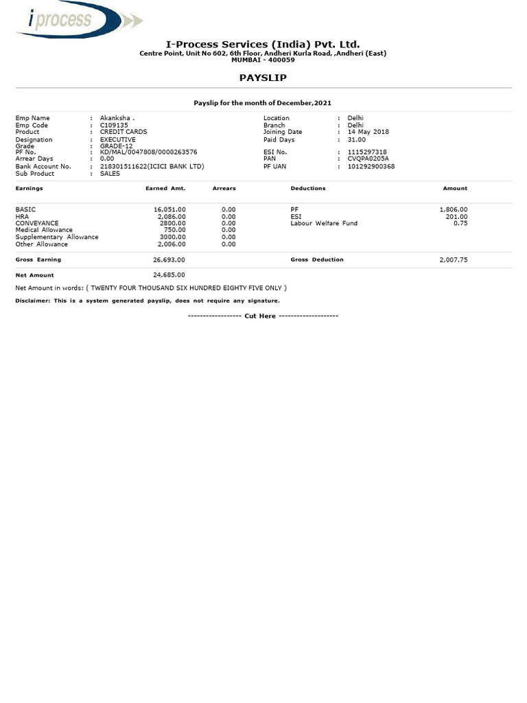 SALARY SLIP JAN 2022 (2) - Compressed | PDF