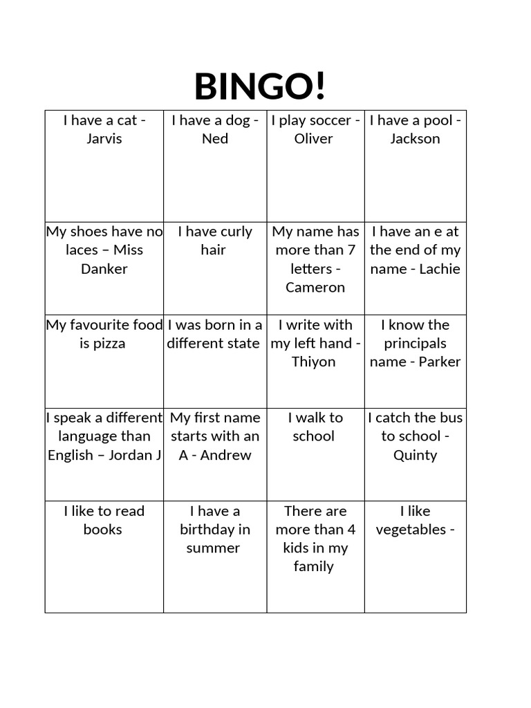 1.1 Human Bingo | PDF
