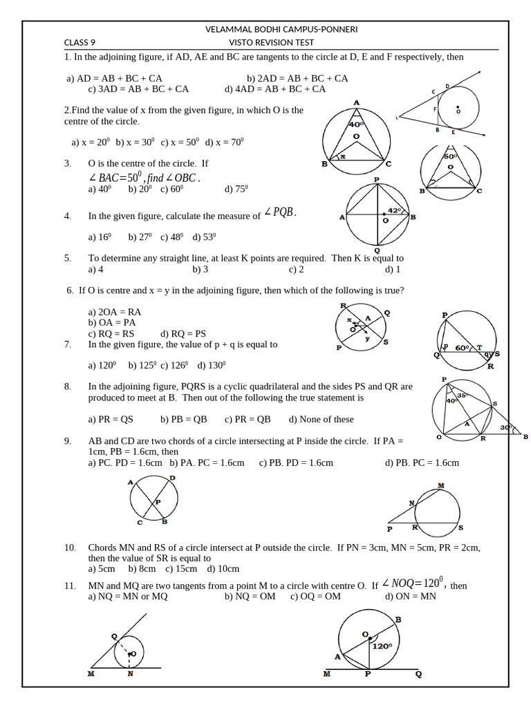 Circles, Surface Areas, Herons Formula, Statistics | PDF | Mode ...