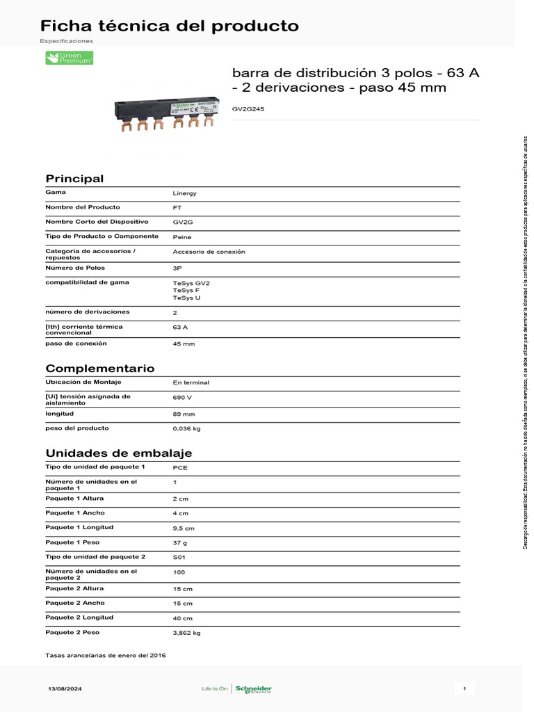 Schneider Electric - TeSys-Deca-contactors - GV2G245 | PDF