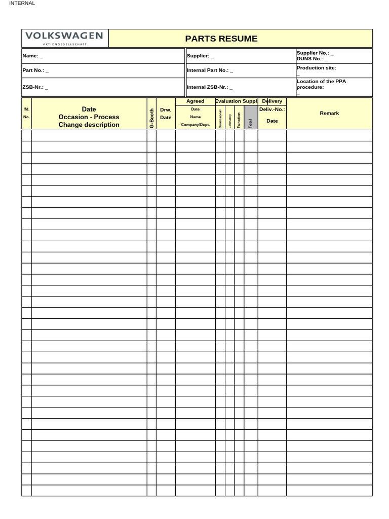 BeOn Part History Form | PDF