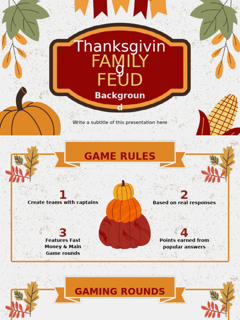 Thanksgiving Family Feud Game | PDF | Food And Drink | European Cuisine