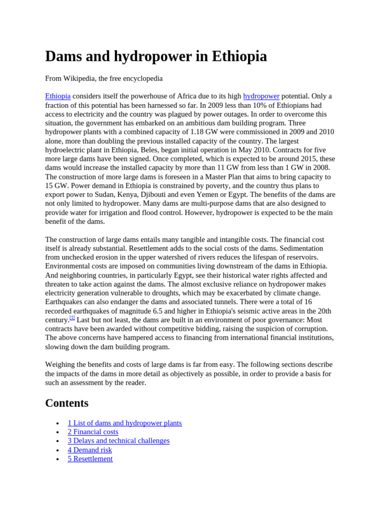 Ethiopian Dams and Hydropower Overview | PDF | Earth Sciences | Water