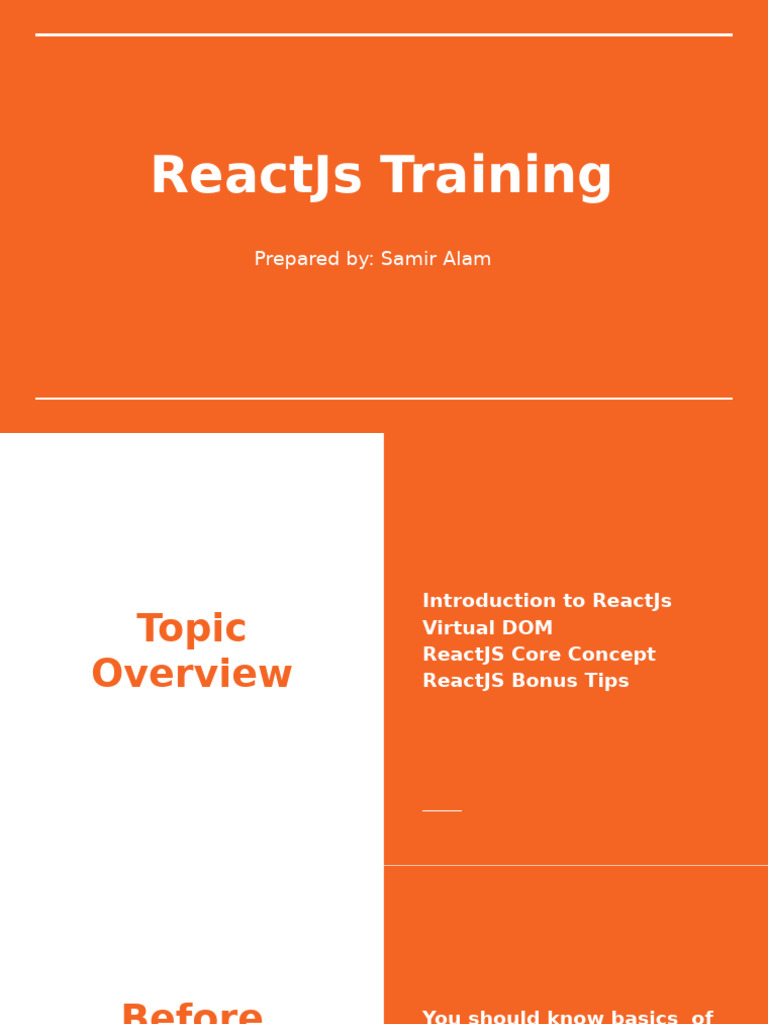 Comprehensive ReactJS Training Guide | PDF | Document Object Model | Java Script
