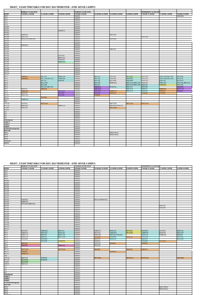 Draft - Examination Timetable - May 2024 | PDF | Academic Term | Schools