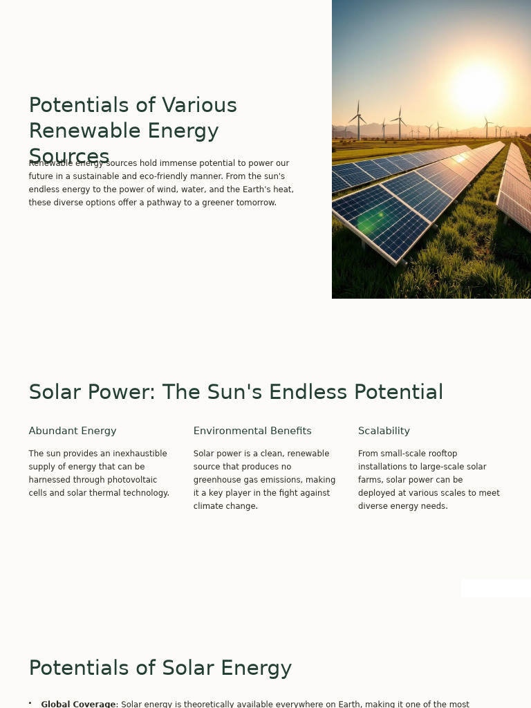 Potential of Various Renewable Energy Sources | PDF | Hydroelectricity ...