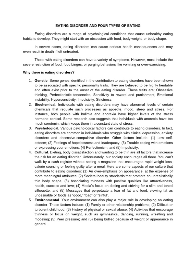 Eating Disorder and Four Types of Eating | PDF | Eating Disorder ...