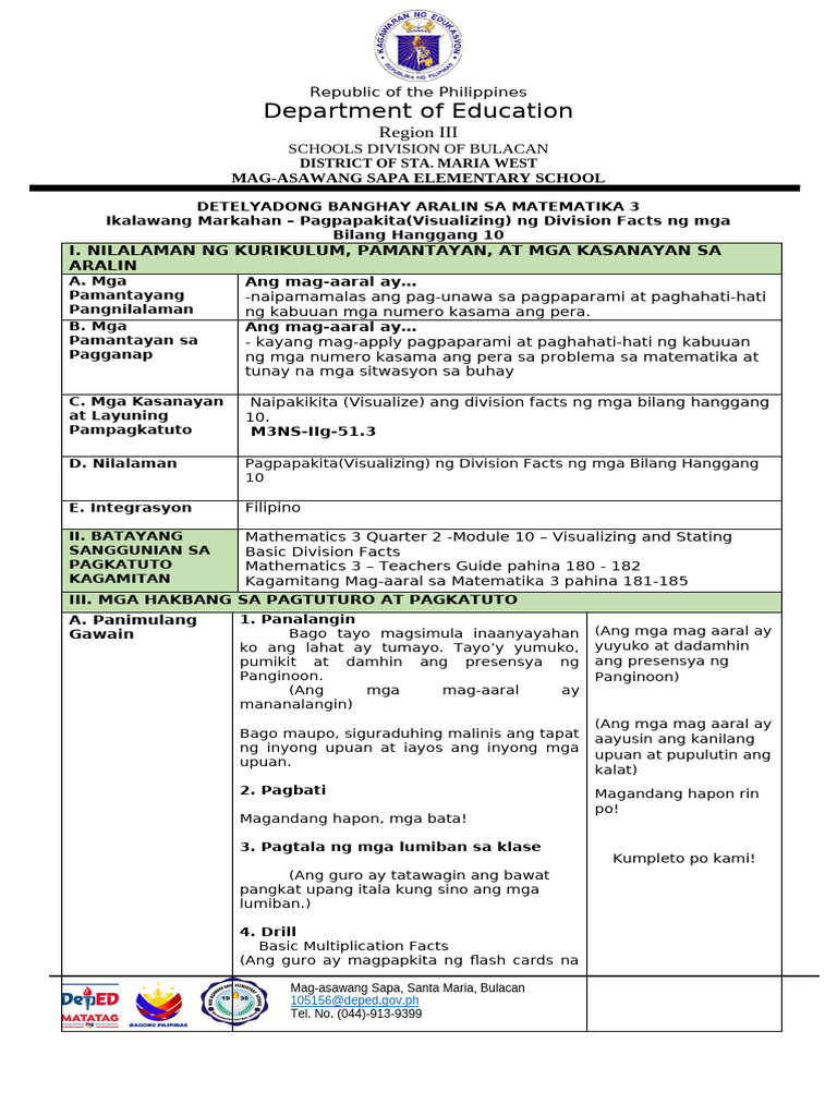 First COT detelyadong-Banghay-aralin-Mathematics 3-For Scribe | PDF