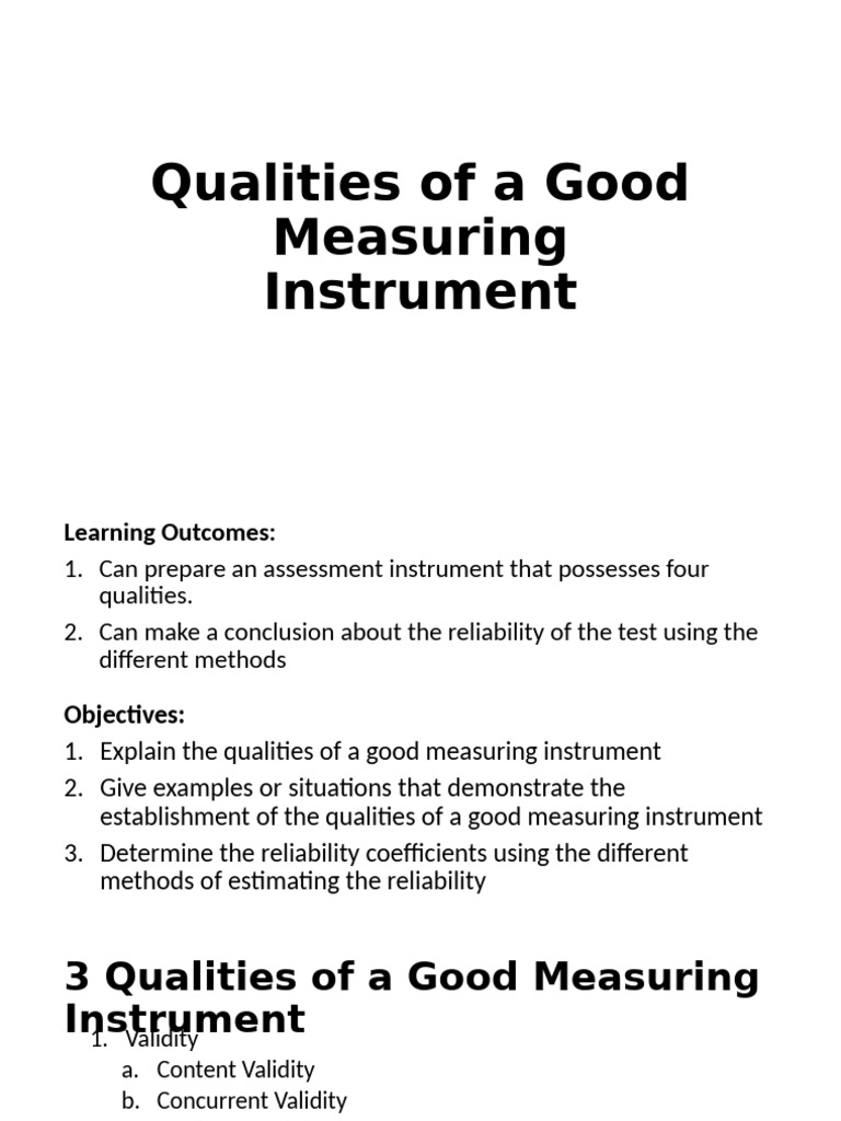 L9 Qualities of A Good Measuring Instrument | PDF | Validity ...