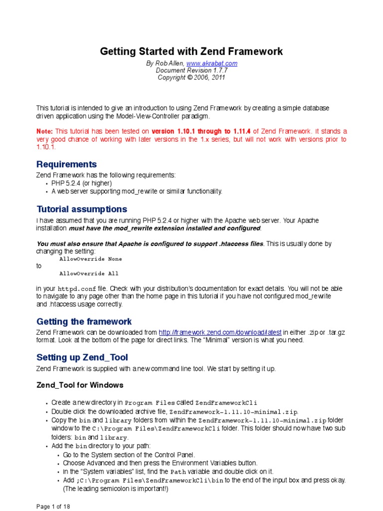 Getting Started With Zend Framework | PDF