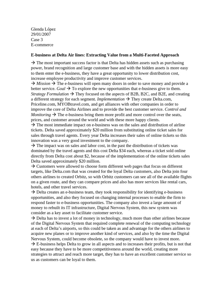 Case 3 | PDF | Sales | Delta Air Lines