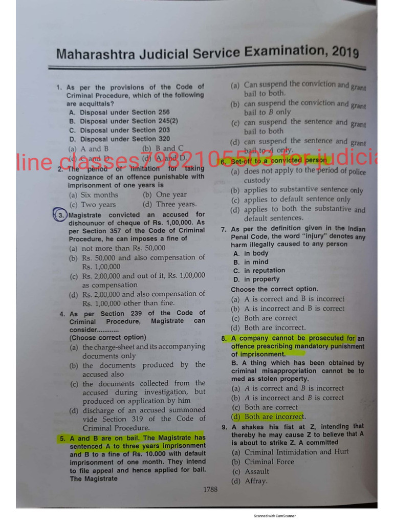 Maharastra JS Mcqs Exam, 2019 | PDF