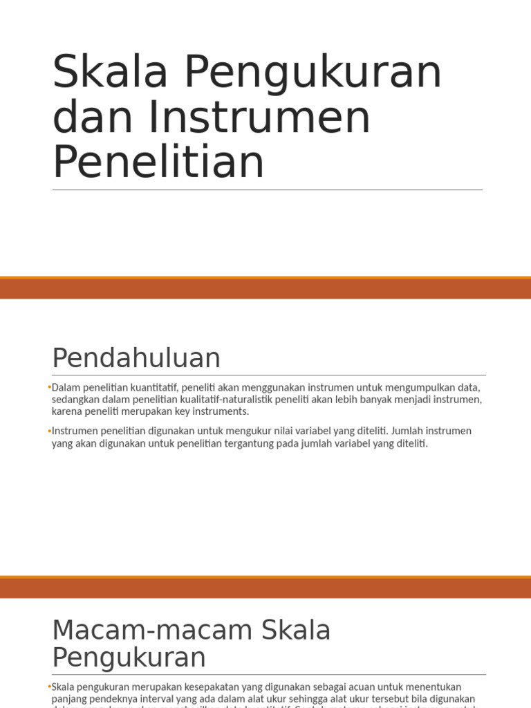Skala Pengukuran Dan Instrumen Penelitian | PDF