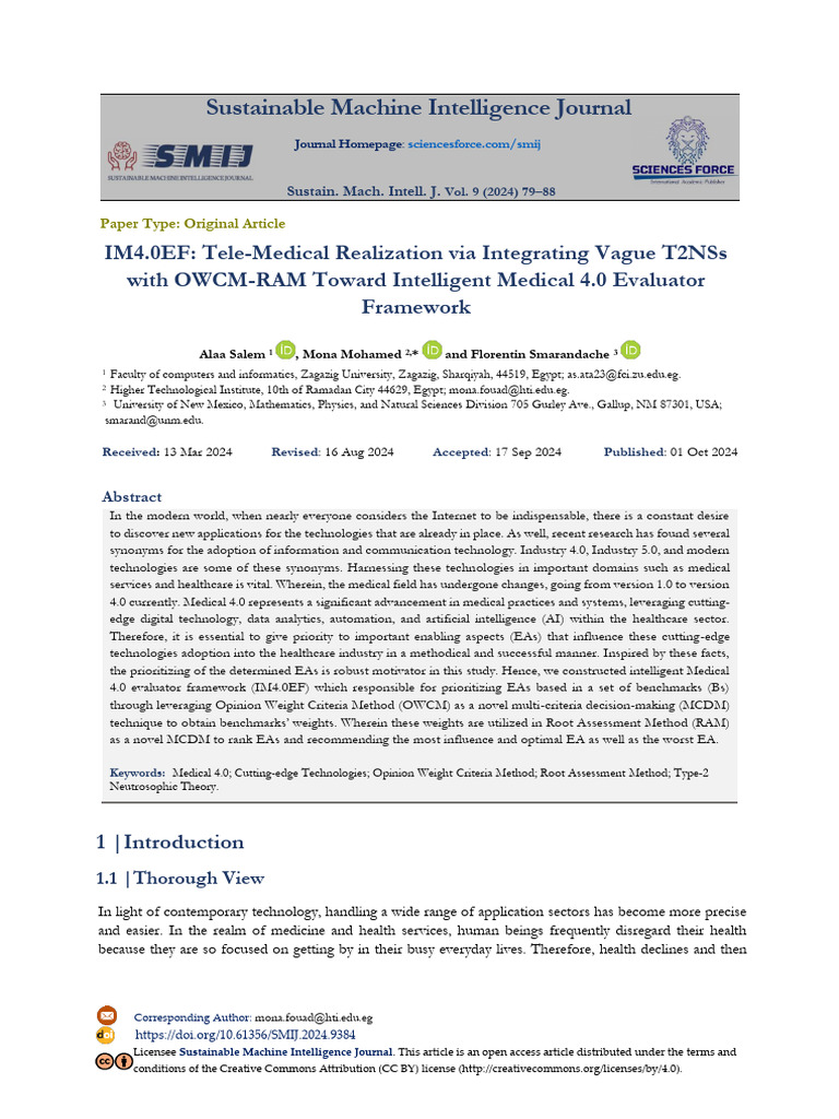 IM4.0EF: Tele-Medical Realization Via Integrating Vague T2NSs With OWCM ...