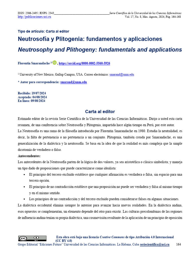 Neutrosofía y Plitogenia: Fundamentos y Aplicaciones | PDF | Dialéctico ...