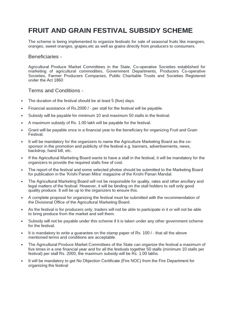 Fruit and Grain Festival Subsidy Scheme | PDF | Subsidy | Economies
