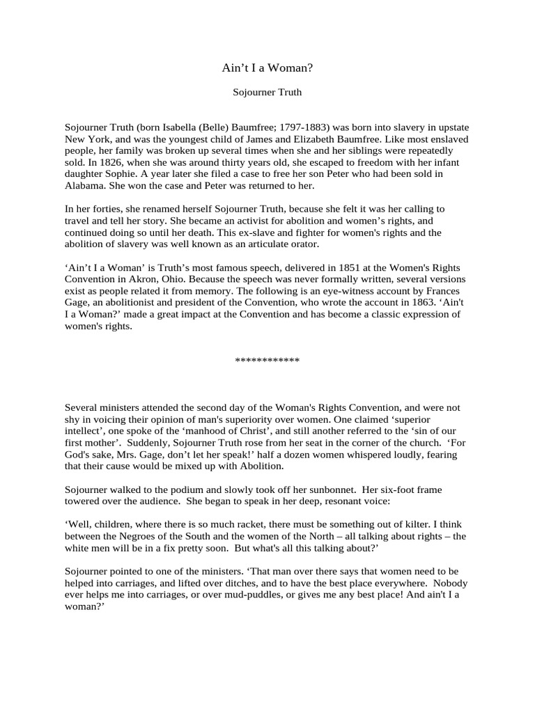 Ain't I A Woman? | PDF | Slavery