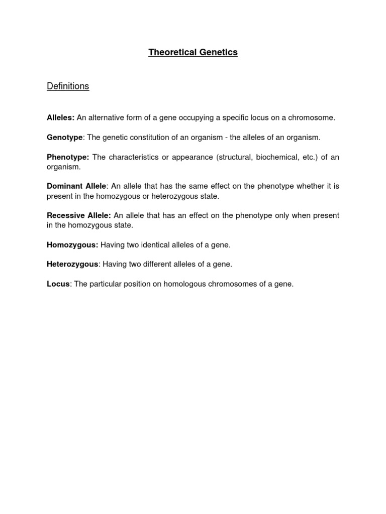 Theoretical Genetics | PDF | Science & Mathematics