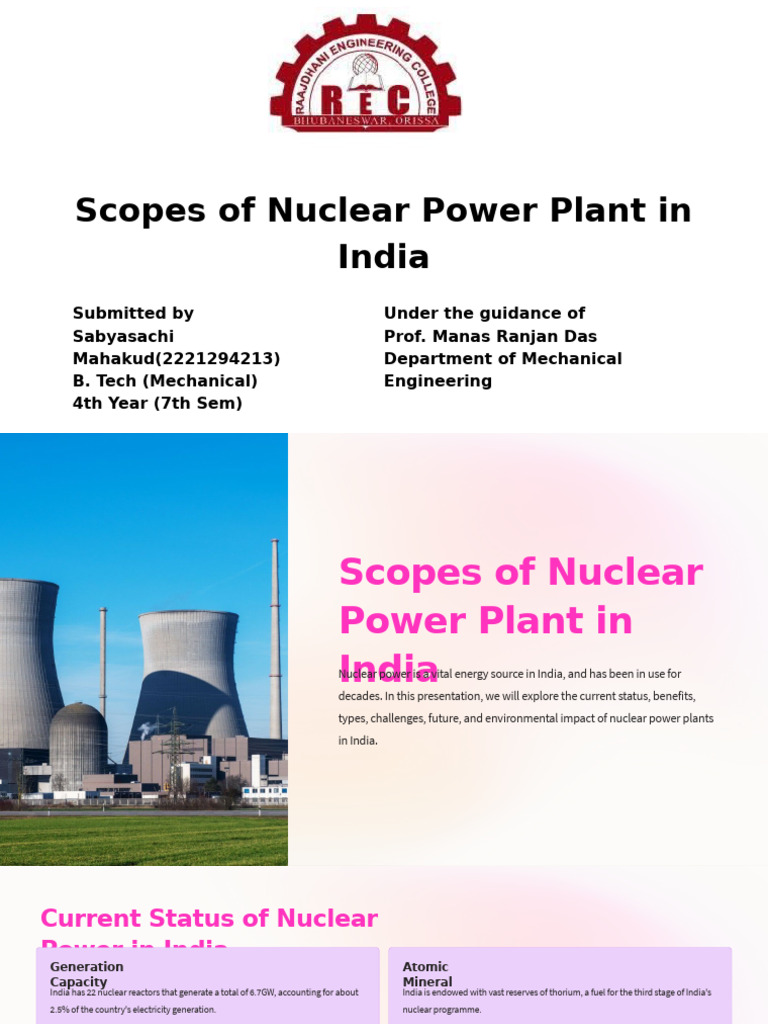 Scopes of Nuclear Power Plant in India | PDF | Nuclear Power | Nuclear Fuel