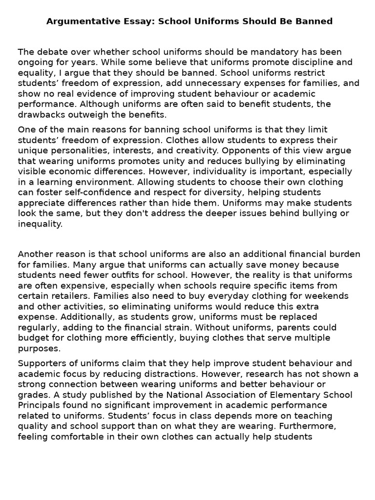 Argumentative Essay Sample | PDF | Clothing