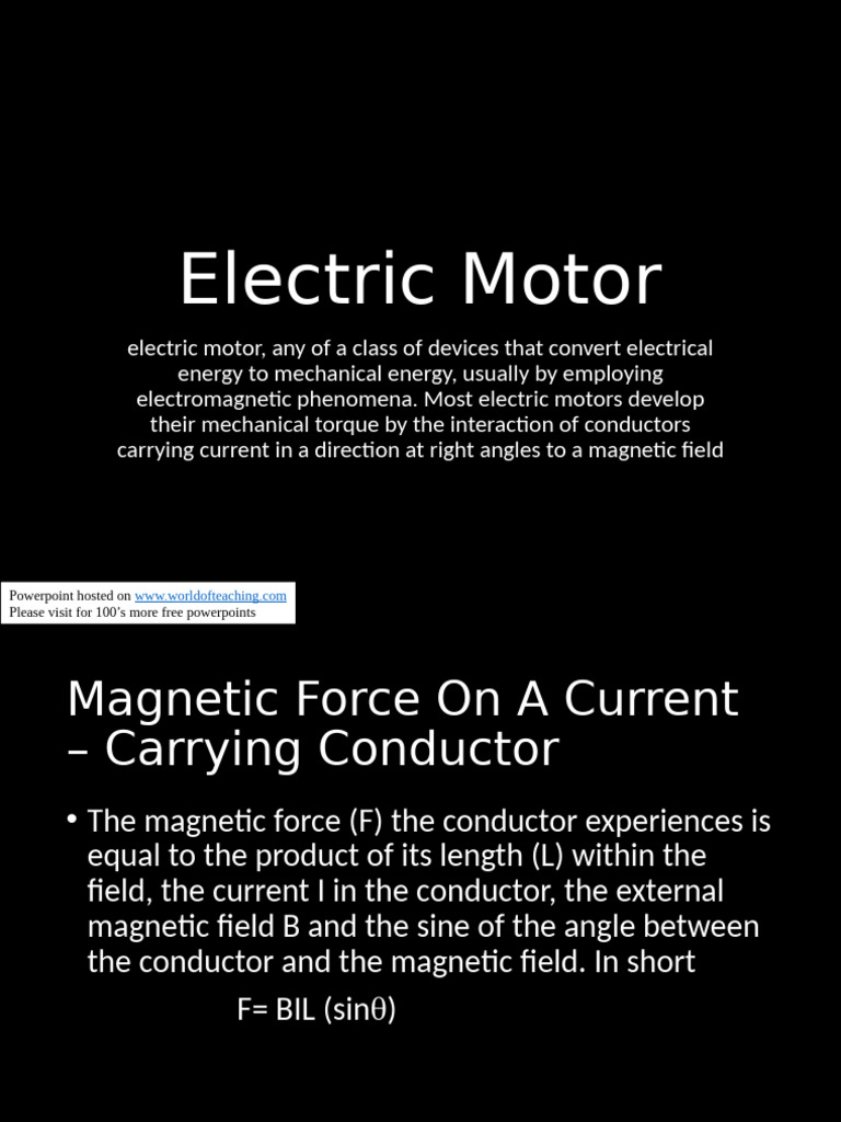 Electric Motor: Powerpoint Hosted On Please Visit For 100's More Free Powerpoints | PDF ...