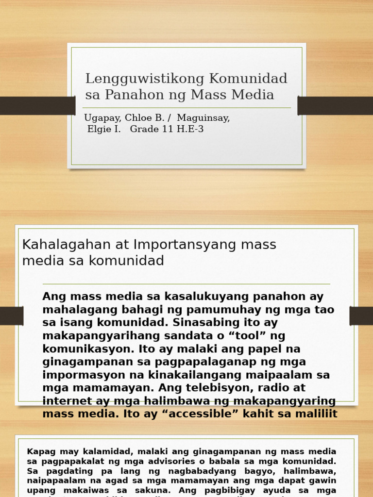 Lenggwistikong Komunidad Sa Panahon NG Mass Media | PDF