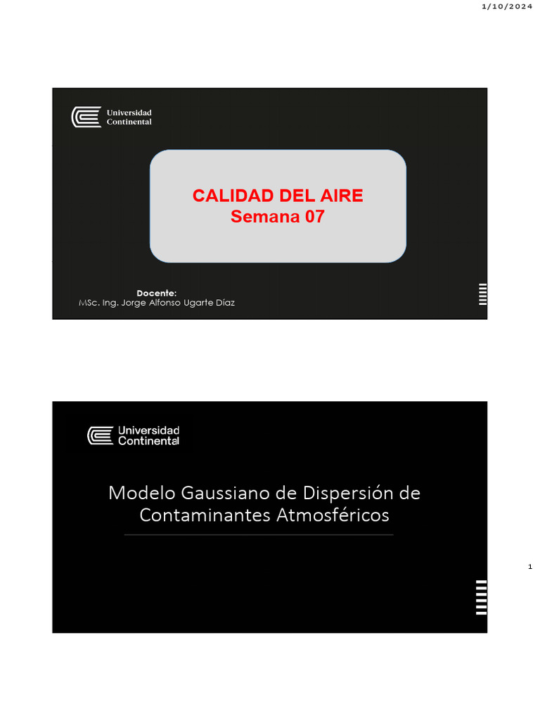 CLASE 07 - Modelo Gaussiano Ver01 | PDF | Dispersión (óptica) | Atmósfera