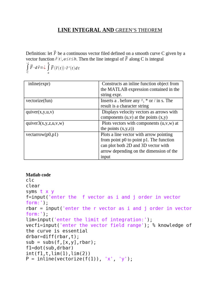 Line Integrals & Green's Theorem Guide | PDF | Mathematical Concepts ...