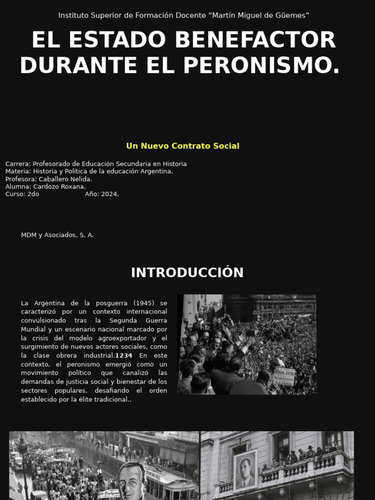 Diapositiva Estado Benefactor Durante El Peronismo | PDF | Maestros ...