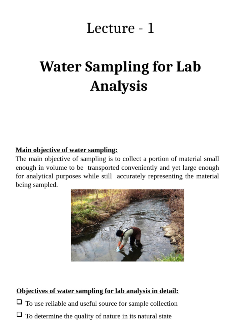 Water Sampling Methods For Lab Analysis | PDF | Water Quality ...