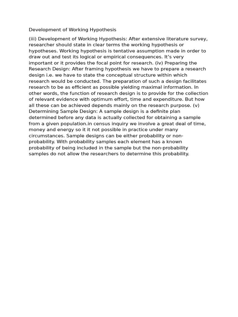 Development of Working Hypothesis | PDF
