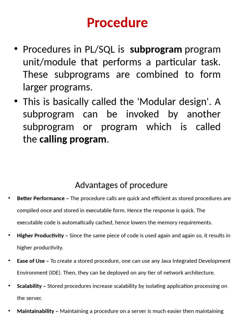 Chap 4 Procedure And Function Pdf Parameter Computer Programming Plsql