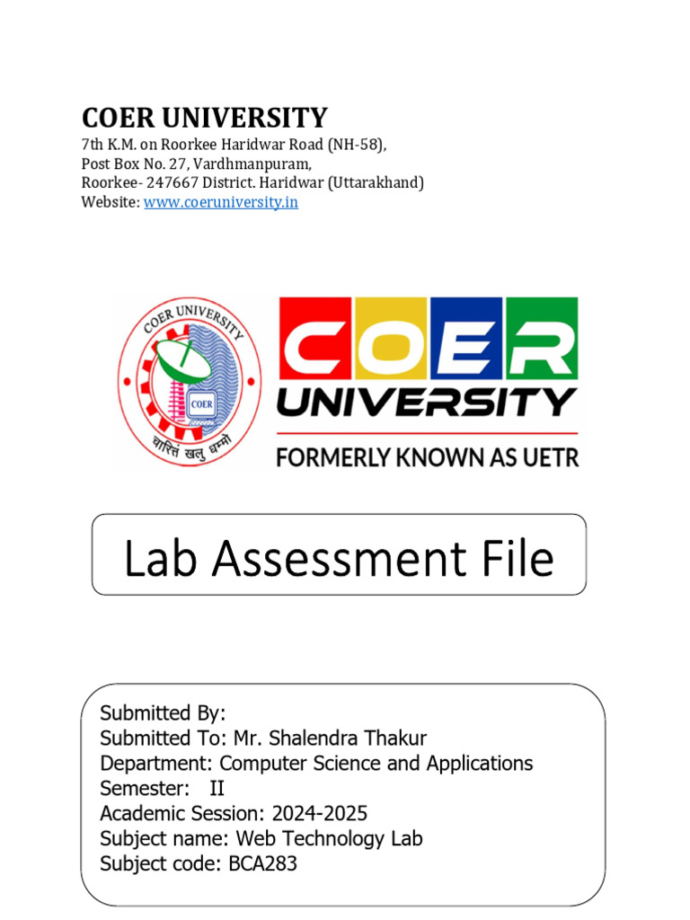 WebTech LabAssessment | PDF | Html Element | Software Engineering