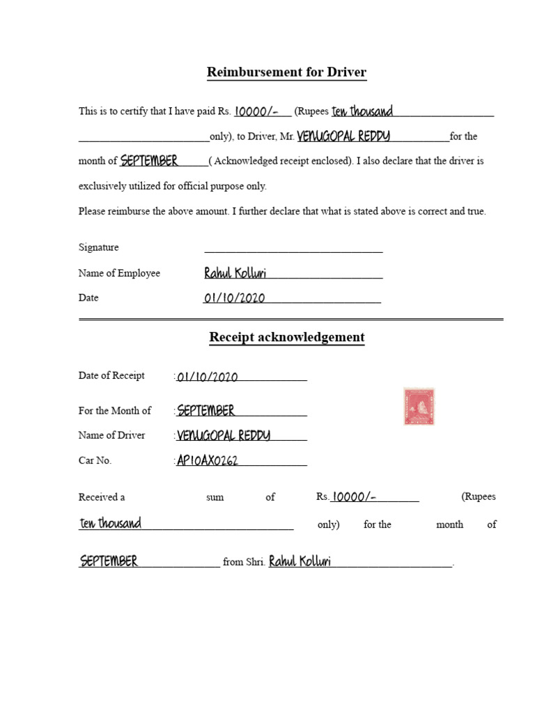 Driver Salary Receipt | PDF