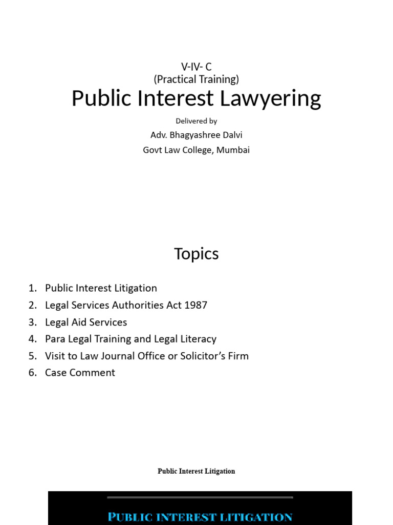 Public Interest Lawyering NOTES | PDF | Standing (Law) | Legal Aid