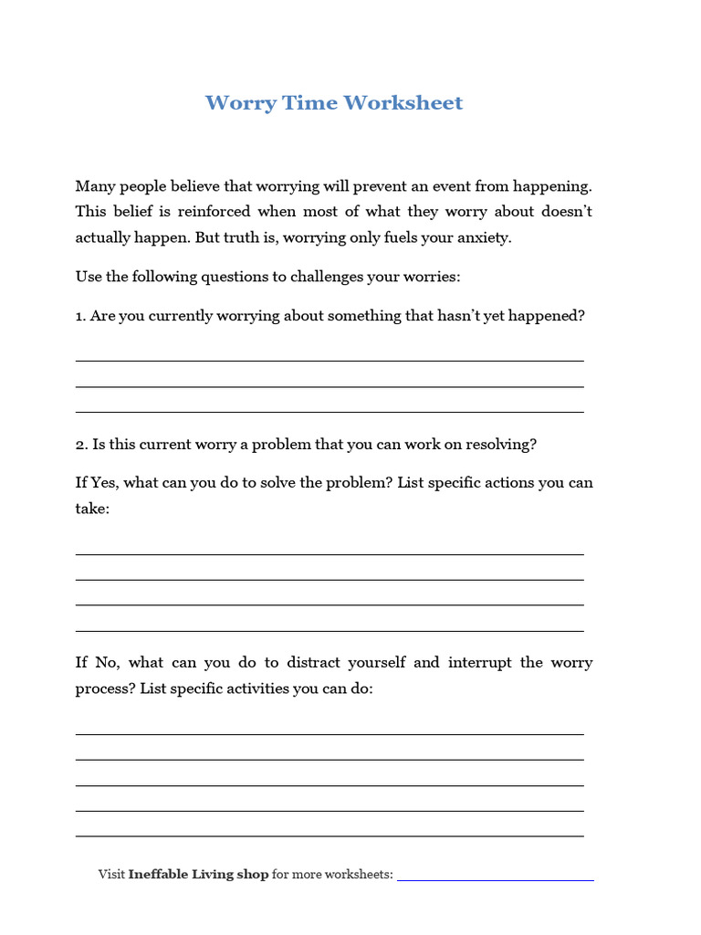 Worry Time Worksheet Guide | PDF