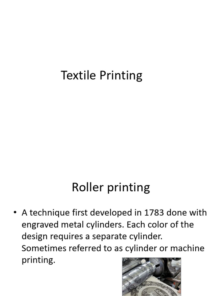 Textile Printing Techniques Explained | PDF | Textiles | Engraving