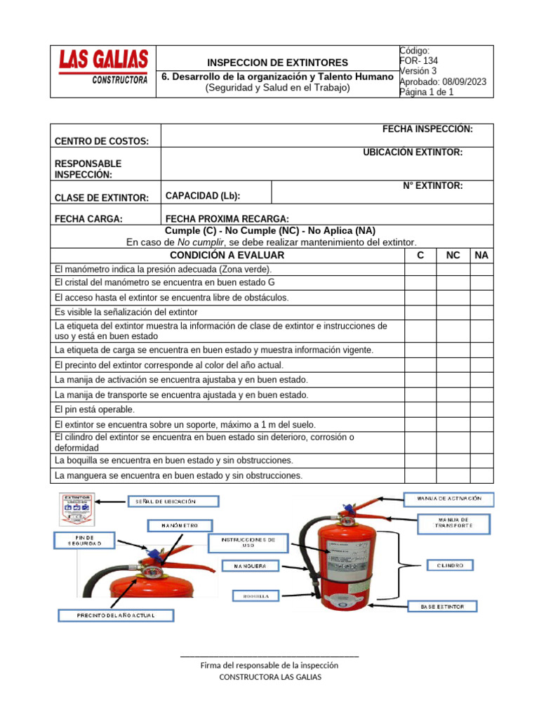 FOR-134 Formato Inspección de Extintores | PDF