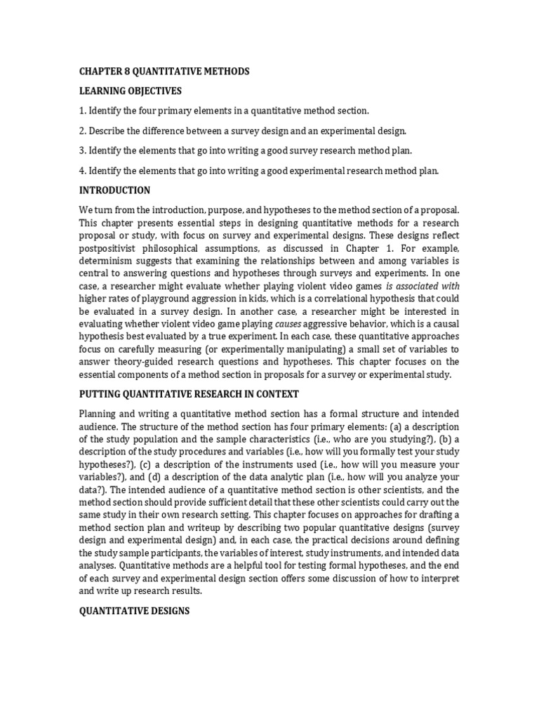 Chapter 8 Quantitative Methods | PDF | Statistical Significance ...