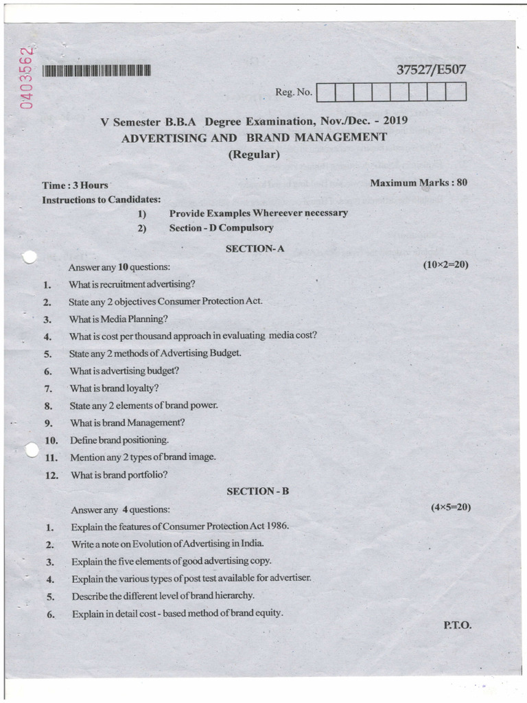 Advertising and Brand Management Bba V Sem 2019 | PDF | Public Sphere ...