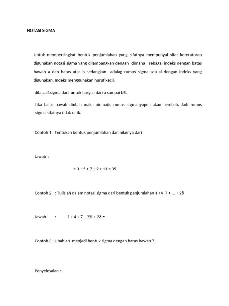 Notasi Sigma dan Contoh Penggunaannya | PDF