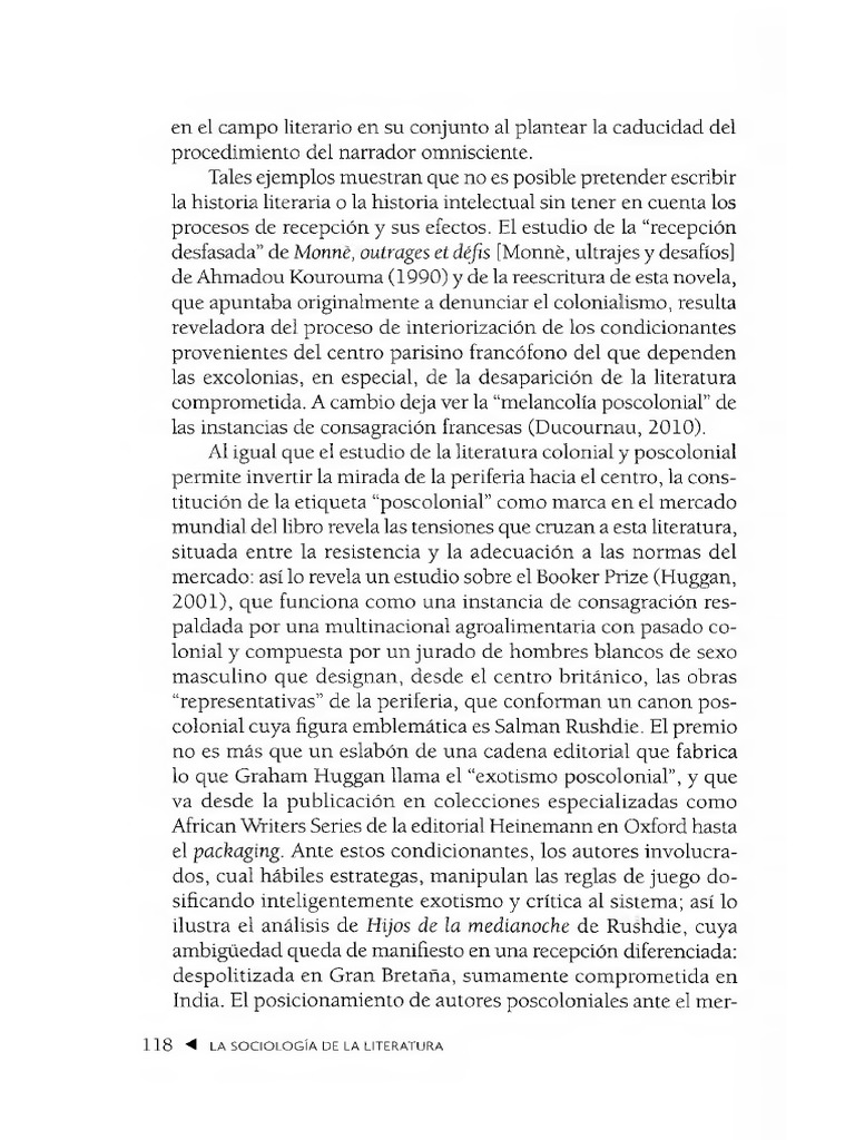 Sociología de la Literatura Poscolonial | PDF | Poscolonialismo ...