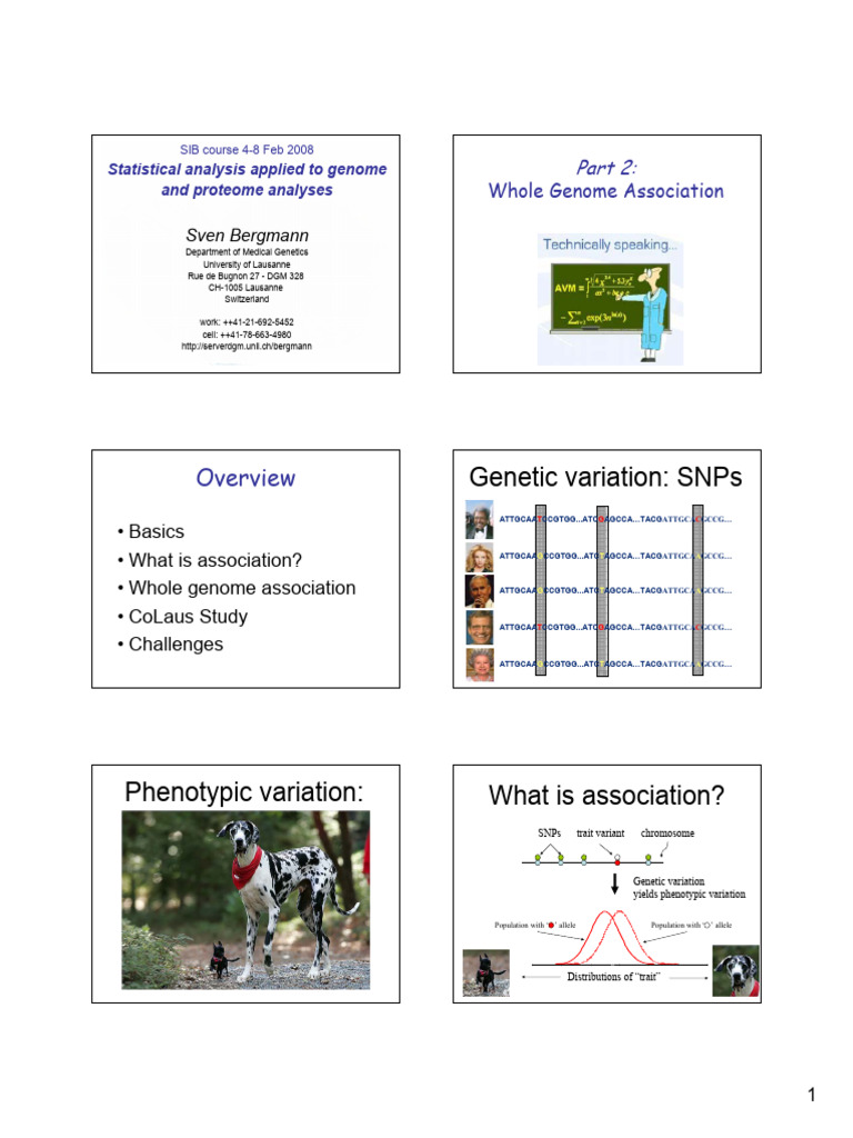 Sven Bergmann Part2 | PDF | Single Nucleotide Polymorphism | Genome ...