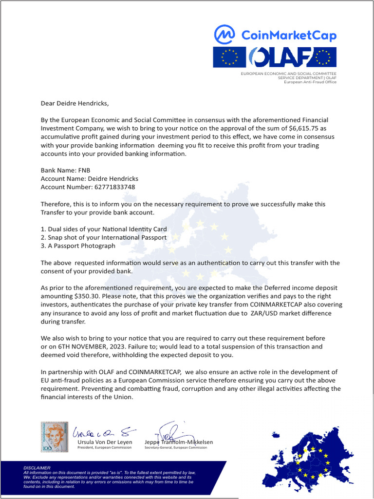 OLAF - Coinmarket Cap - Deidre Hendricks | PDF