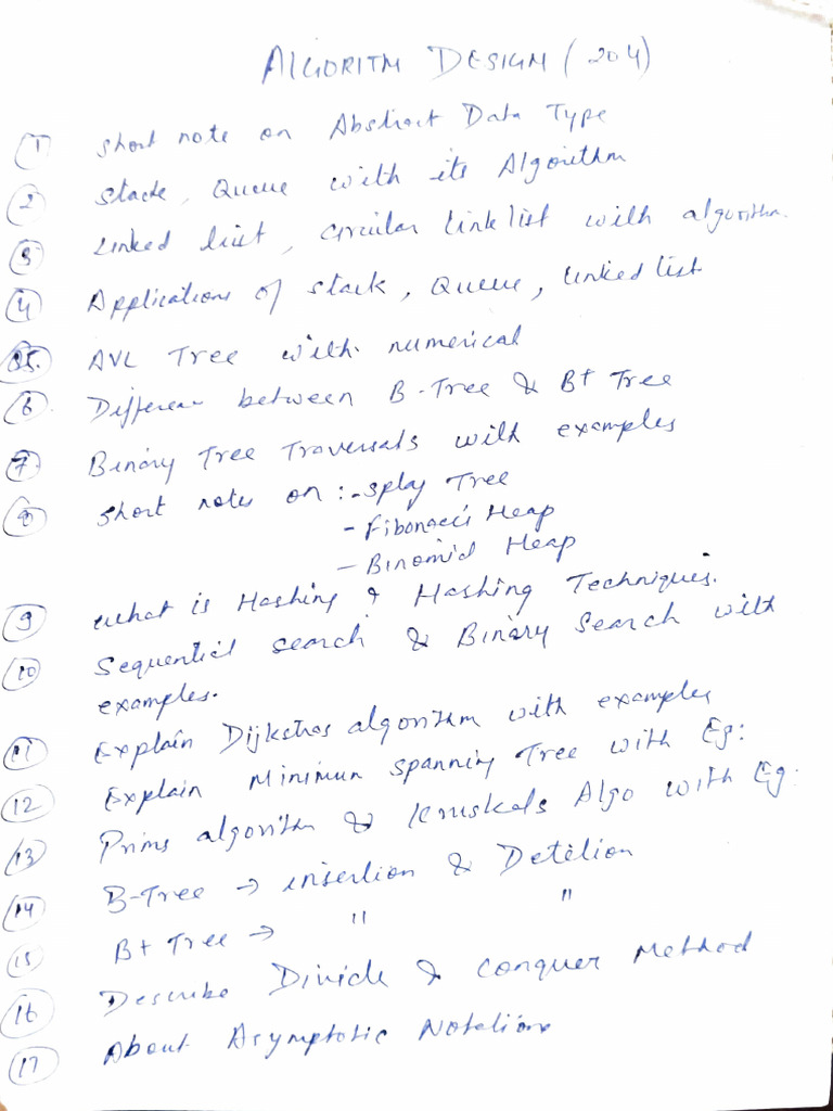 ADA Important Questions | PDF