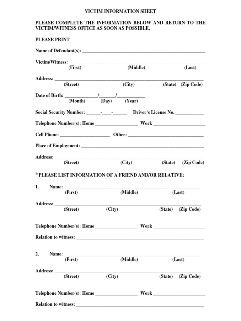 Victim Information Sheet | PDF