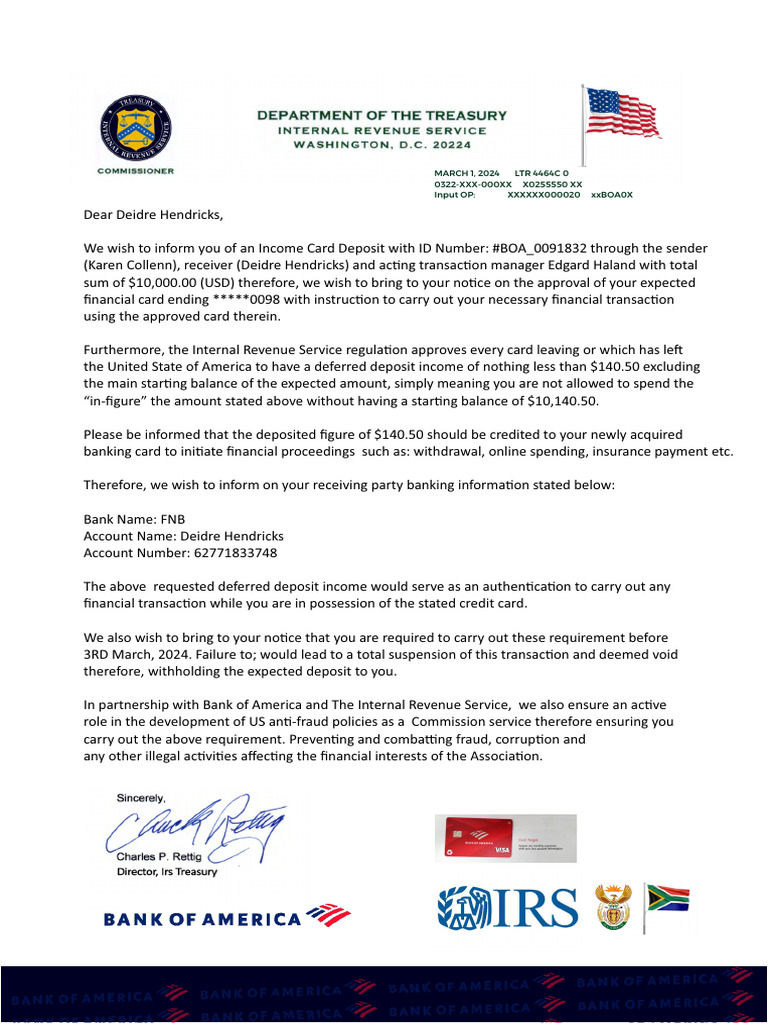 Internal Revenue Service - Boa - Deidre Hendricks (Xxbo009) | PDF