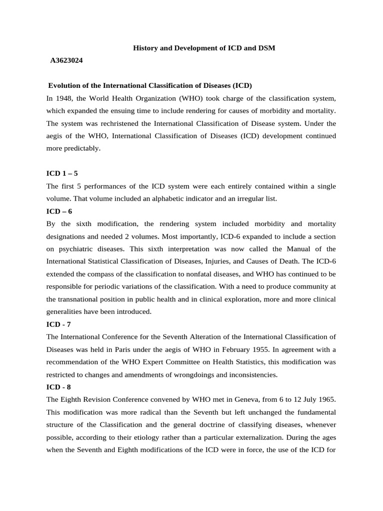 History and Development of ICD and DSM | PDF | Diagnostic And ...