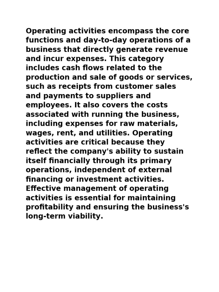 Operating Activities Encompass The Core Functions | PDF