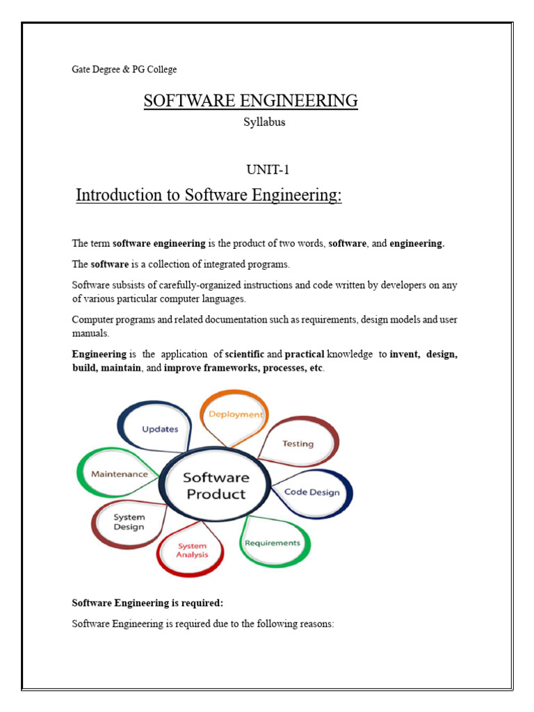 Software Engineering 1stunit | PDF | Software Testing | Software ...